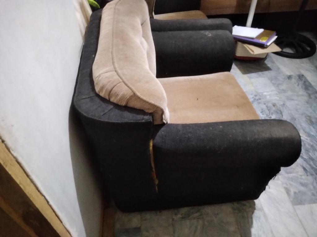 Couch & old school computer table, Furniture & Home Living, Furniture ...