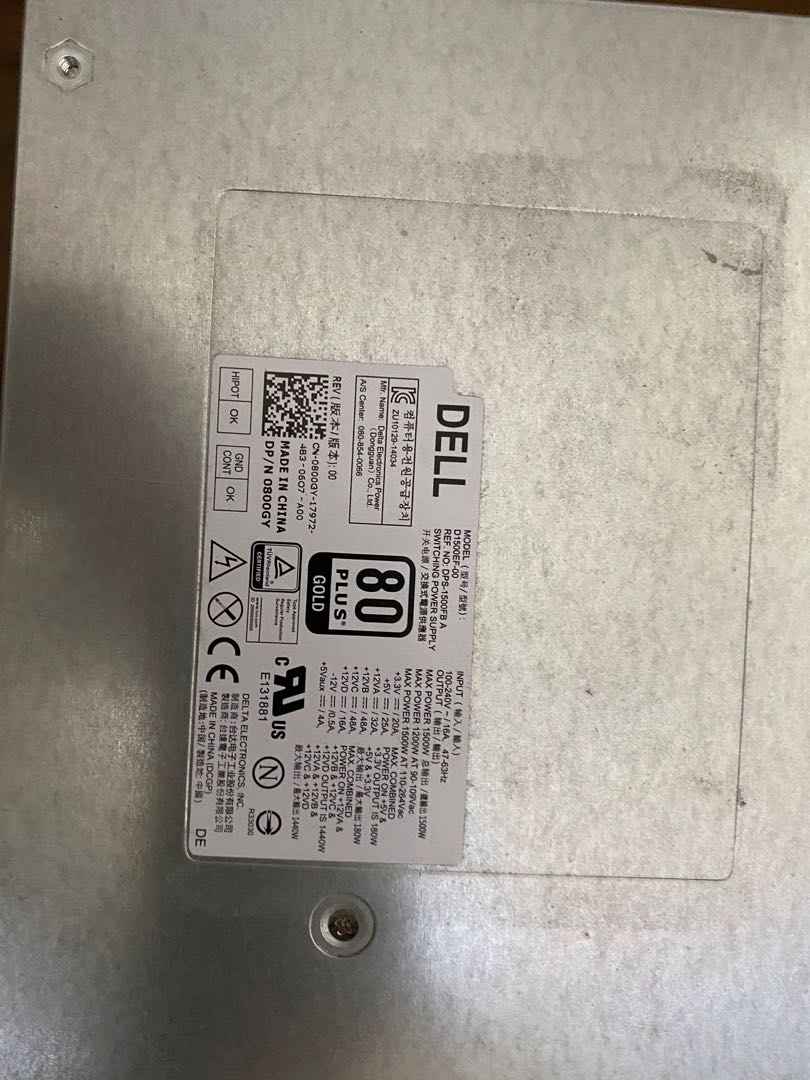 DELL 1500w gold power supply, Computers & Tech, Parts & Accessories ...