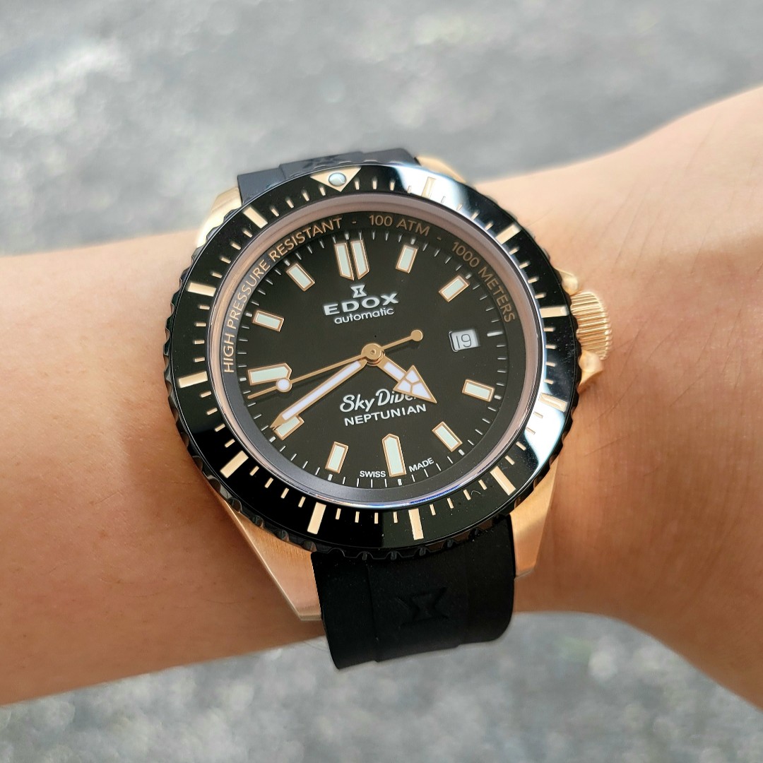 EDOX Skydiver Neptunian Rose Gold 1000m Diver watch, Luxury, Watches on ...
