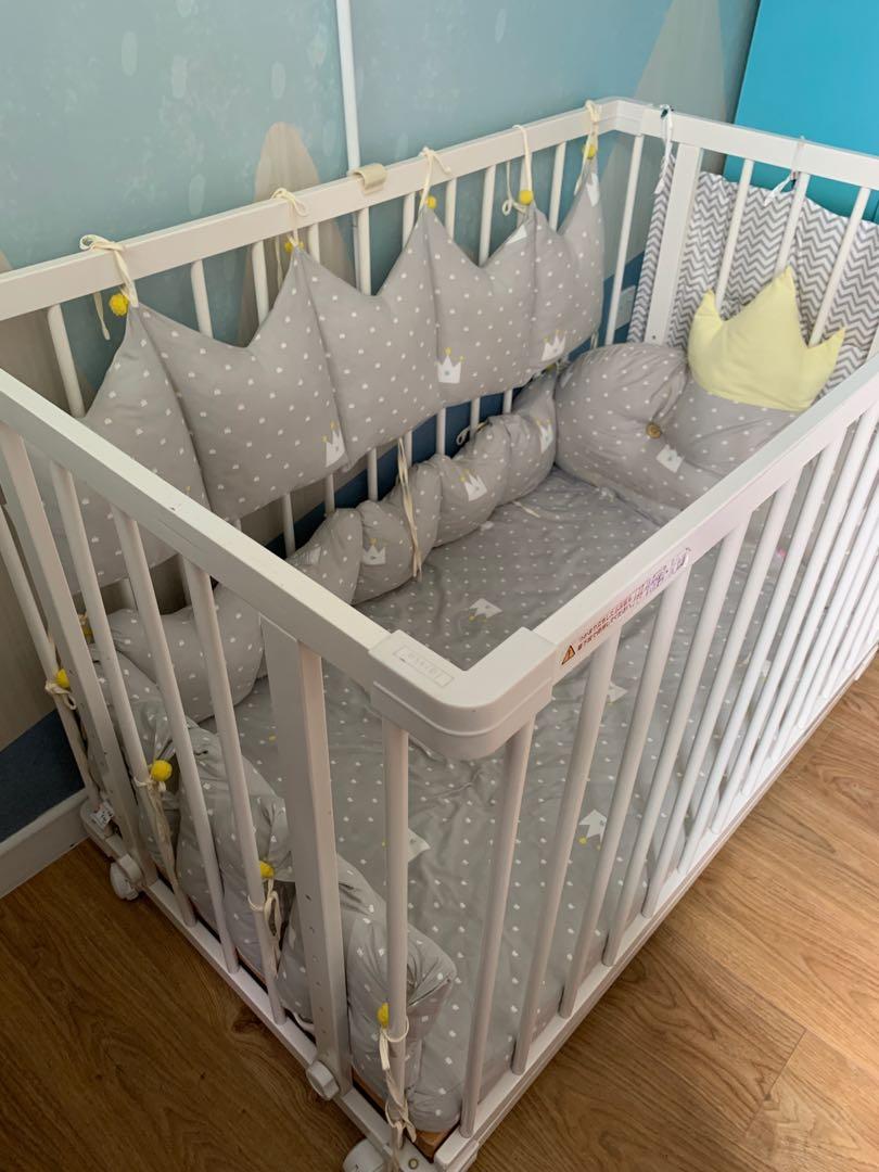 Farska Baby Cot with mattress and bumpers, Babies & Kids, Baby Nursery ...