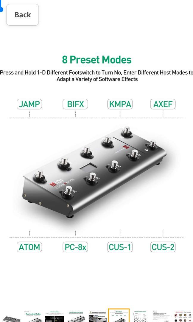 MeloAudio MIDI Commander Guitar Floor Multi-Effects Portable USB MIDI ...