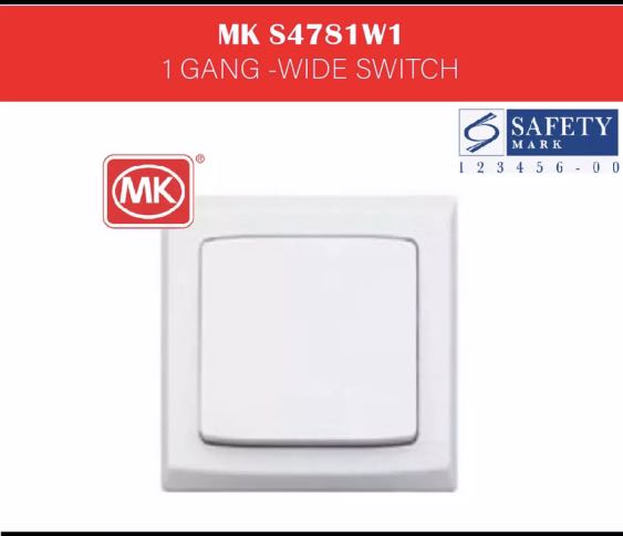 MK Electric 1 Gang 1 Way Light Switch S4781W1, Furniture & Home Living ...