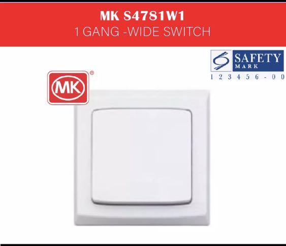 MK Electric 1 Gang 1 Way Light Switch S4781W1, Furniture & Home Living ...