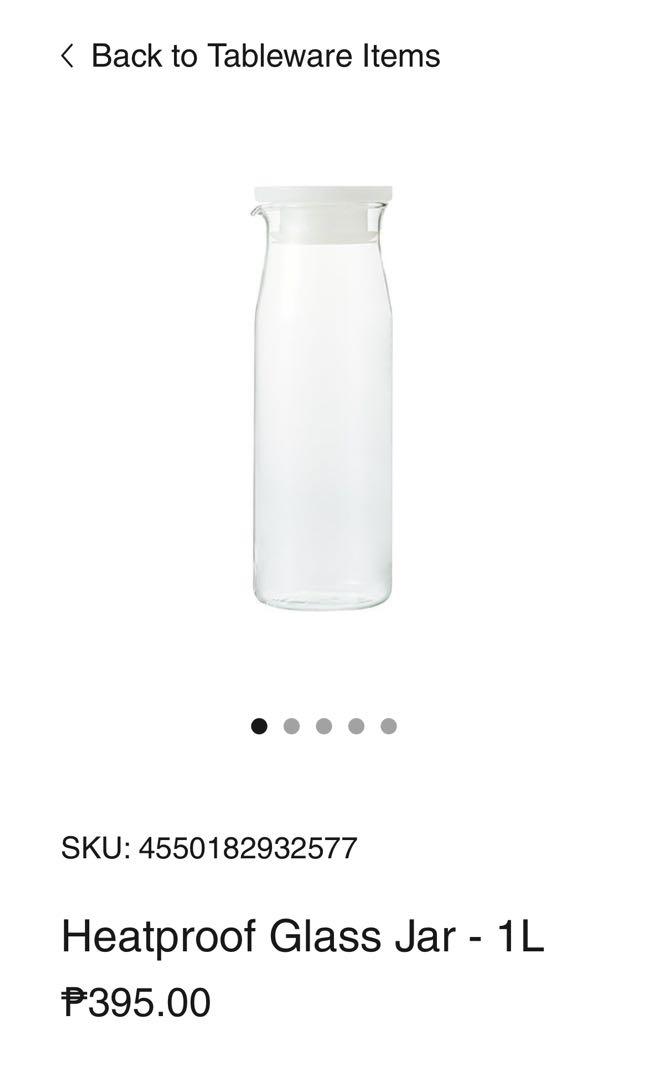 Muji Water Pitcher (1L) Heatproof, Furniture & Home Living, Kitchenware ...