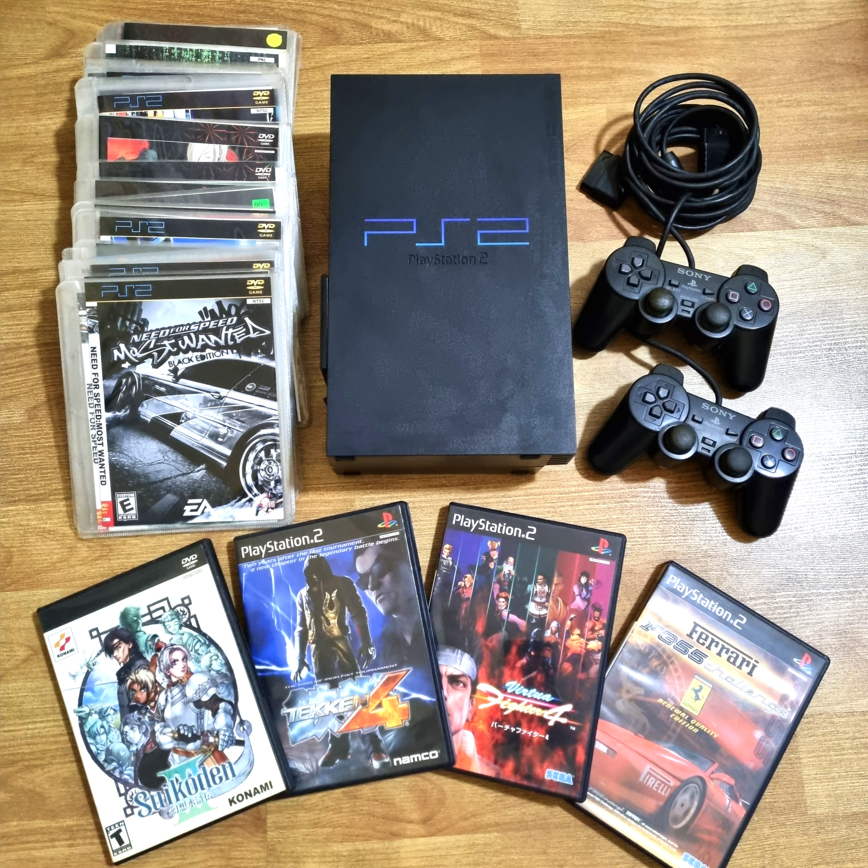 PlayStation PS2 Bundle Set (Console, Controller x2, Assorted Games x 45 ...