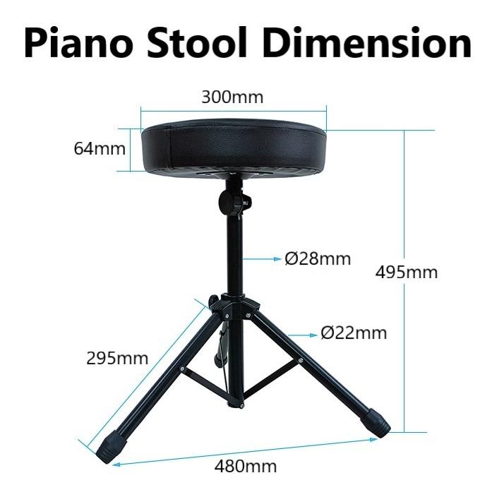 Premium Cushion Foldable Round Piano Stool Piano Bench Keyboard Stool ...