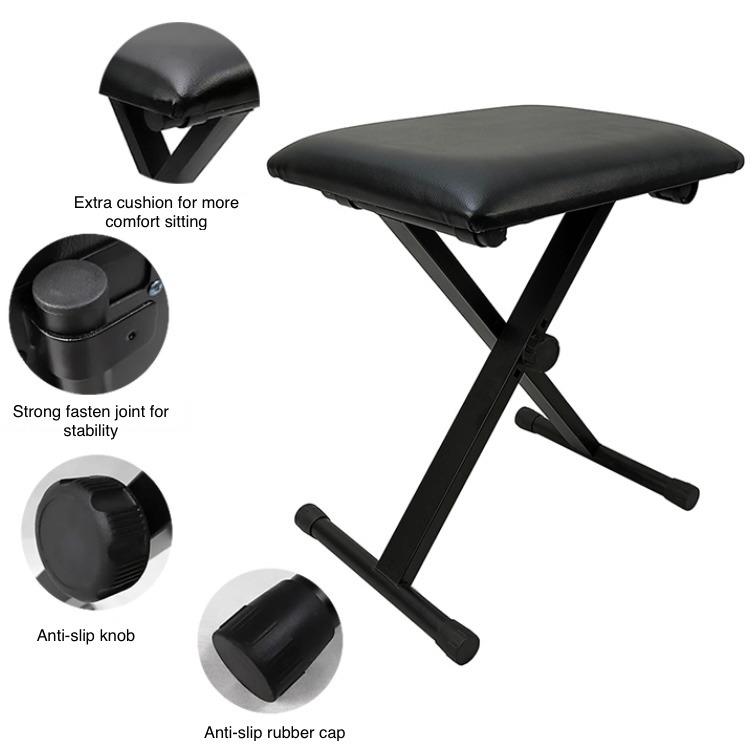Premium Cushion Foldable Round Piano Stool Piano Bench Keyboard Stool ...