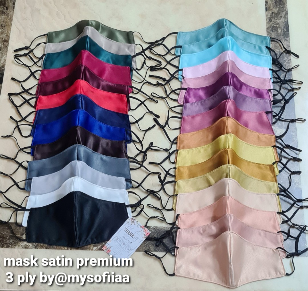 satin mask premium, Health & Nutrition, Face Masks & Face Shields on ...