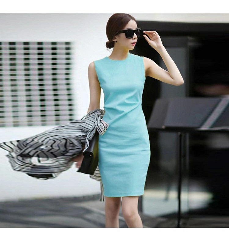 Sky-blue office dress, Women's Fashion, Dresses & Sets, Dresses on ...