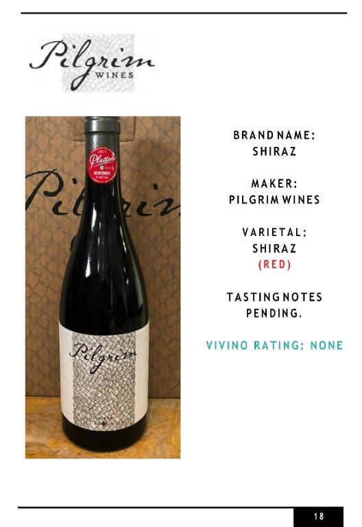 South African Red Wine Pilgrim Shiraz, Food & Drinks, Alcoholic ...