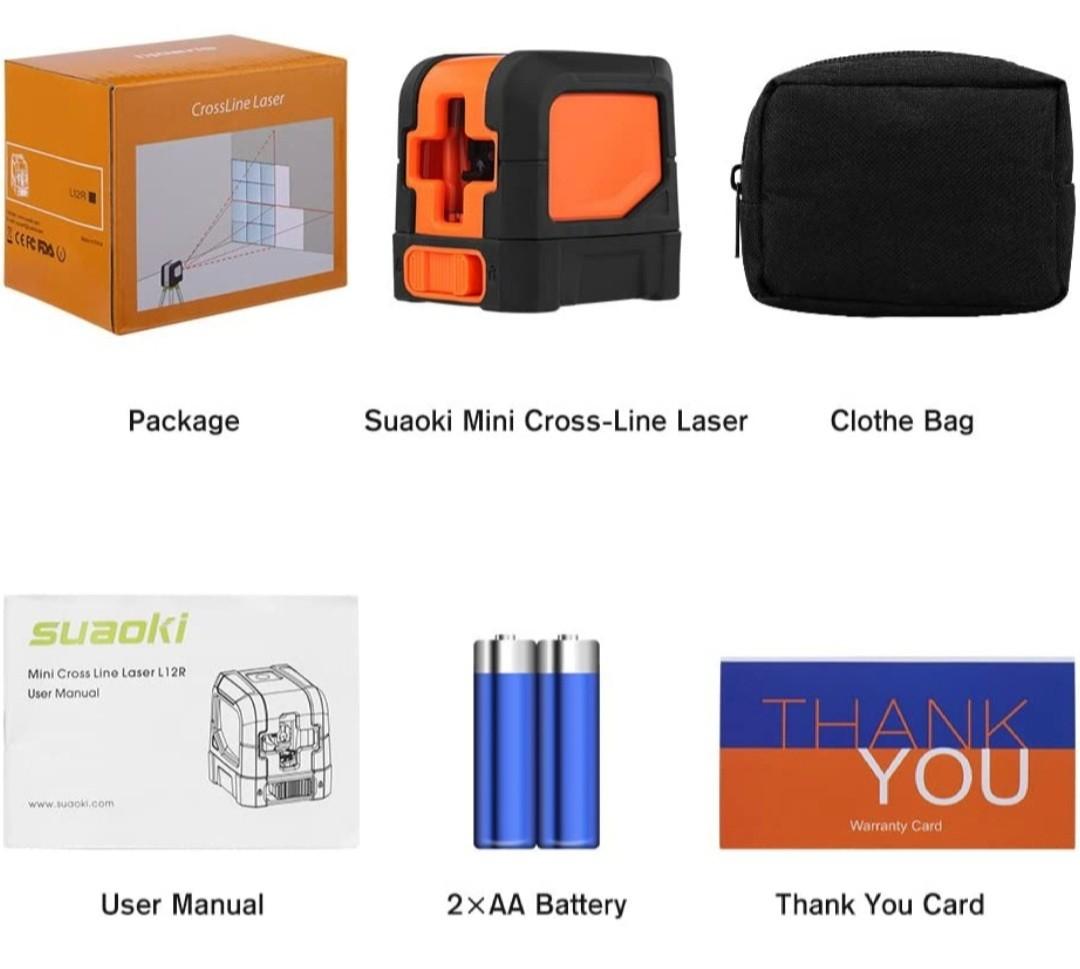 SUAOKI L12R Cross Line Laser Self-Leveling Horizontal and Vertical Line ...