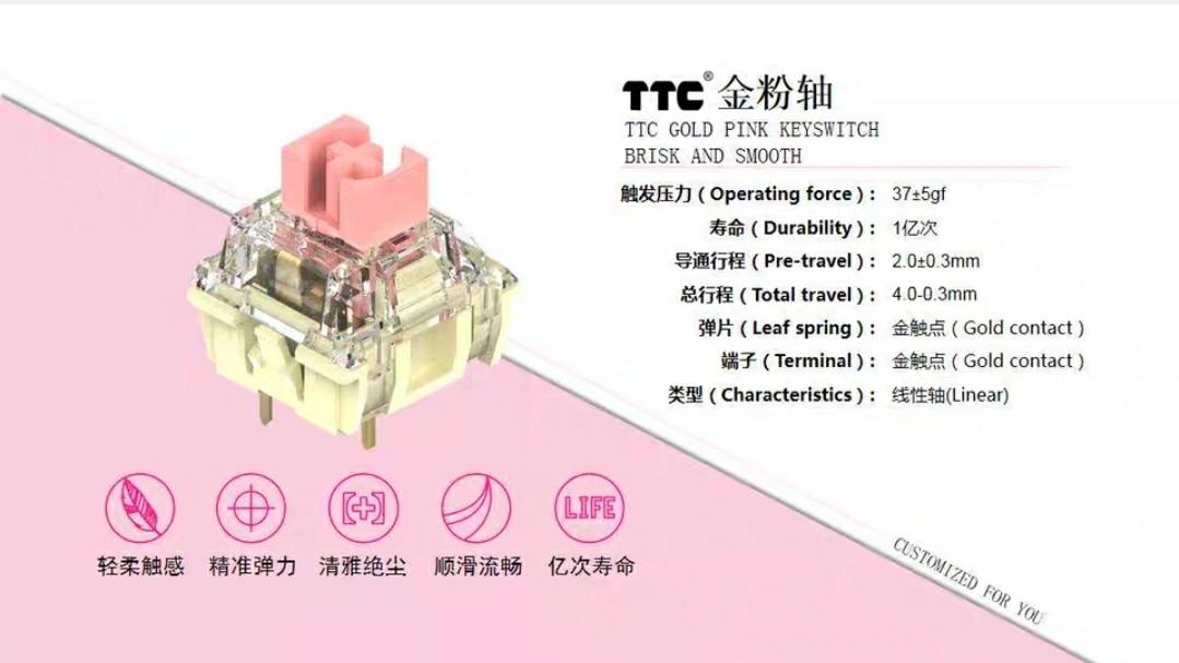 [Switch] TTC Gold Pink Linear Mechanical Keyboard Switch, Computers ...