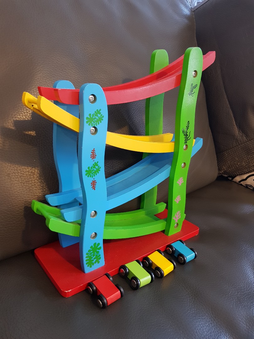 Wooden car ramp race track, Babies & Kids, Infant Playtime on Carousell