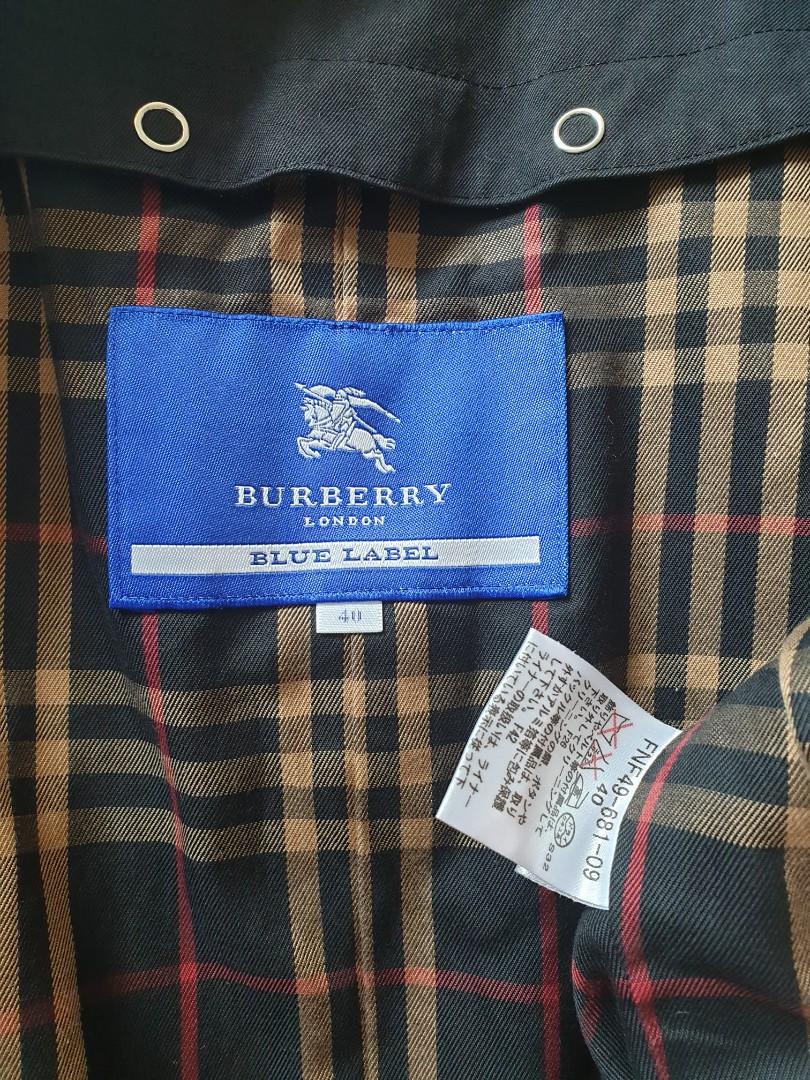 Burberry Blue Label black Trench Coat Jacket with Belt, Luxury, Apparel ...
