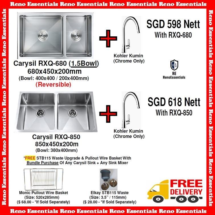 Kitchen Sink Double bowl // Kitchen mixer Kohler, Furniture & Home Living, Bathroom & Kitchen ...