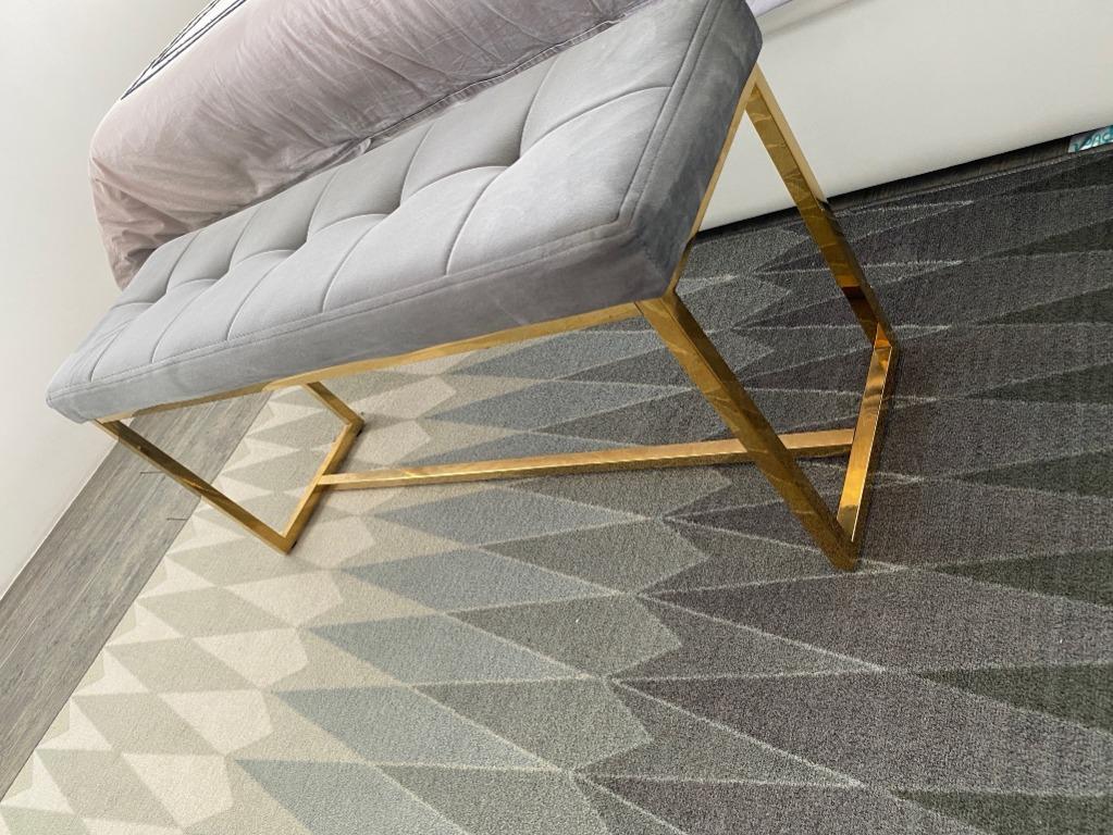 Opal Bench in Gold Legs - Velvet Grey (Fortytwo), Furniture & Home ...