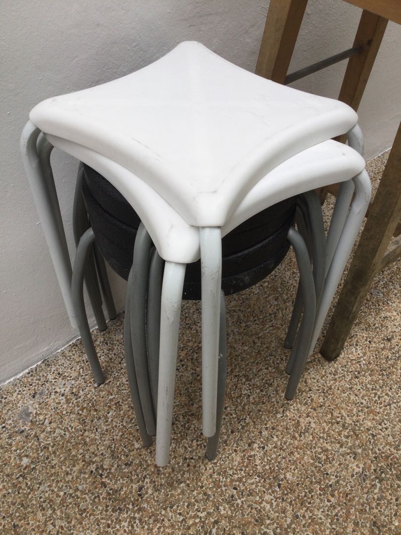 Plastic IKEA B/W stackable stools, Furniture & Home Living, Furniture ...