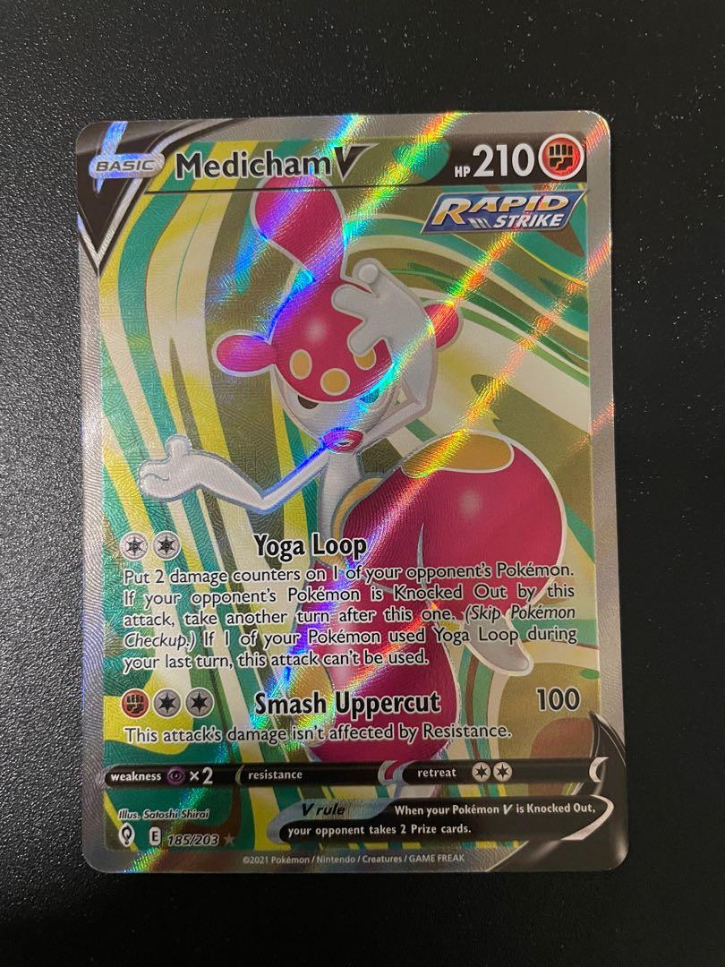 Pokemon TCG Medicham V - 185/203 - Full Art Ultra Rare Sword & Shield ...