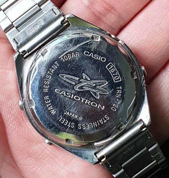 Vintage old rare digital casio, casiotron watch in the 90s. Casing diameter 38mm. TRN-120, Men's ...