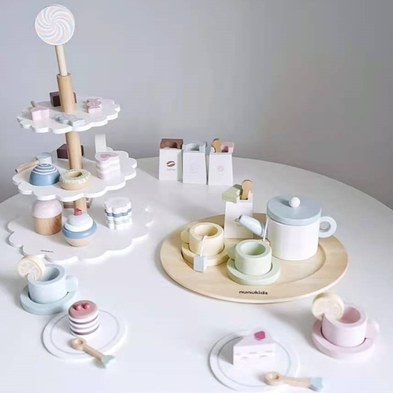Wooden High Tea Set / Tea Party Set / 3 Tier Cake Stand Set / Pretend ...