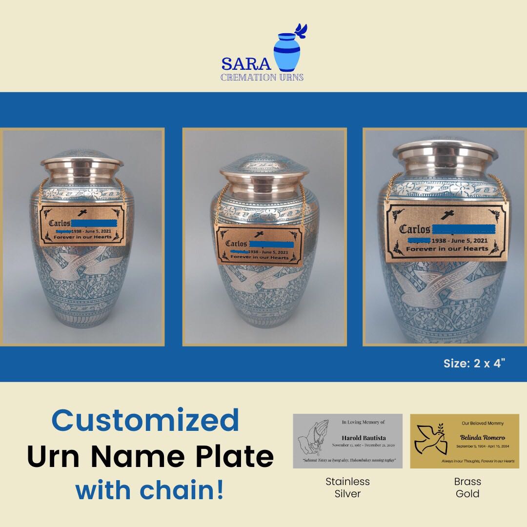 [saraurnsph] Customized Brass Urn Nameplate / Stainless Urn Nameplate ...