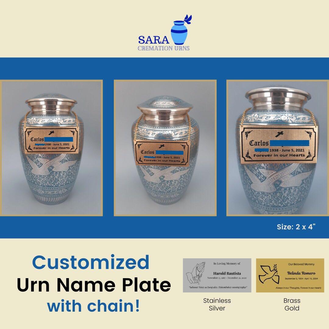 [saraurnsph] Customized Brass Urn Nameplate / Stainless Urn Nameplate ...