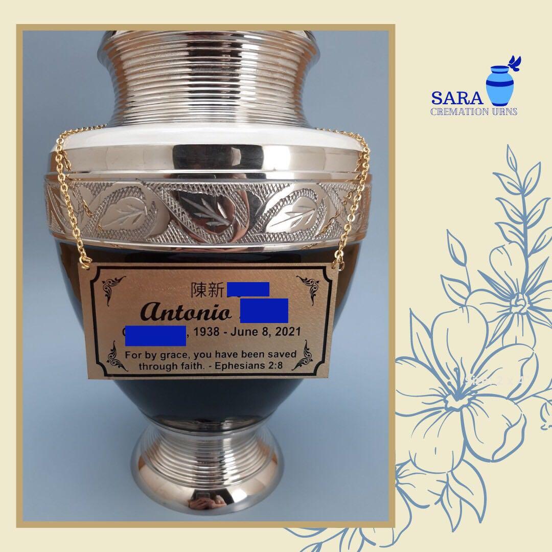 [saraurnsph] Customized Brass Urn Nameplate / Stainless Urn Nameplate ...