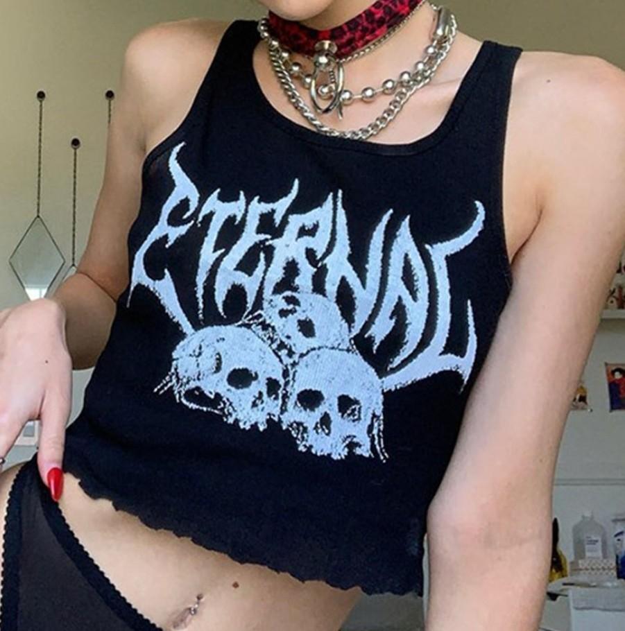 goth crop top, Women's Fashion, Tops, Shirts on Carousell