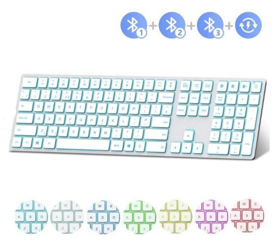 Jelly Comb Backlit Bluetooth Keyboard 7-Color Ultra Slim Rechargeable ...
