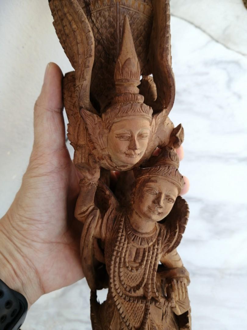 Camphor Wood Carving of Kinnaras Thailand, Hobbies & Toys, Memorabilia ...
