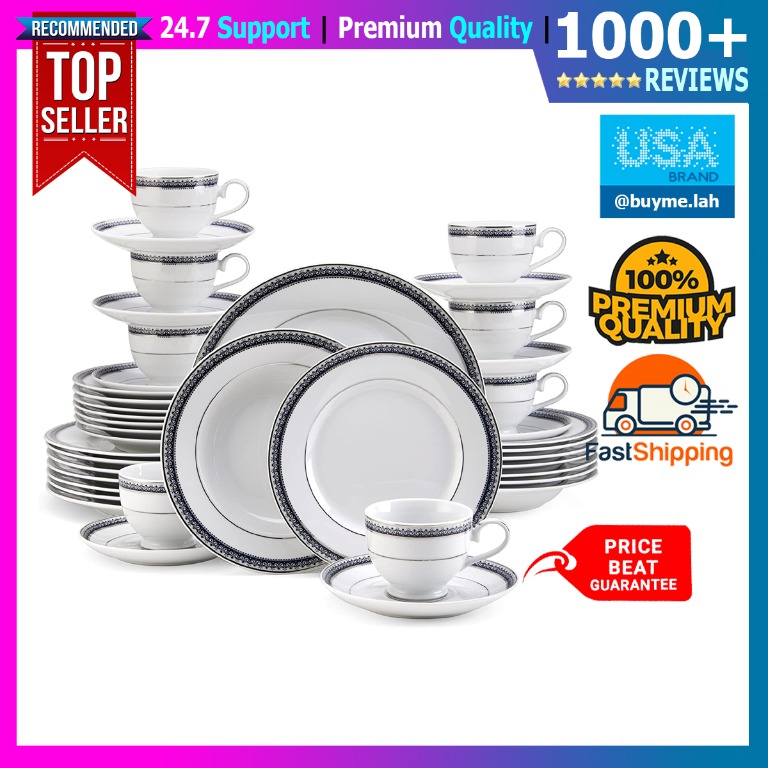 Mikasa Platinum Crown Cobalt 40-Piece Dinnerware Set, Service for 8 ...