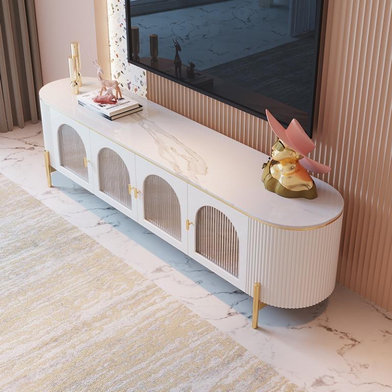 Modern Luxury Style Reeded Glass TV Console n Coffee Table, Furniture ...