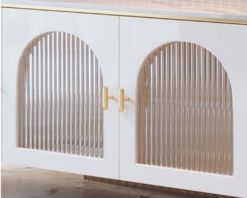 Modern Luxury Style Reeded Glass TV Console n Coffee Table, Furniture ...