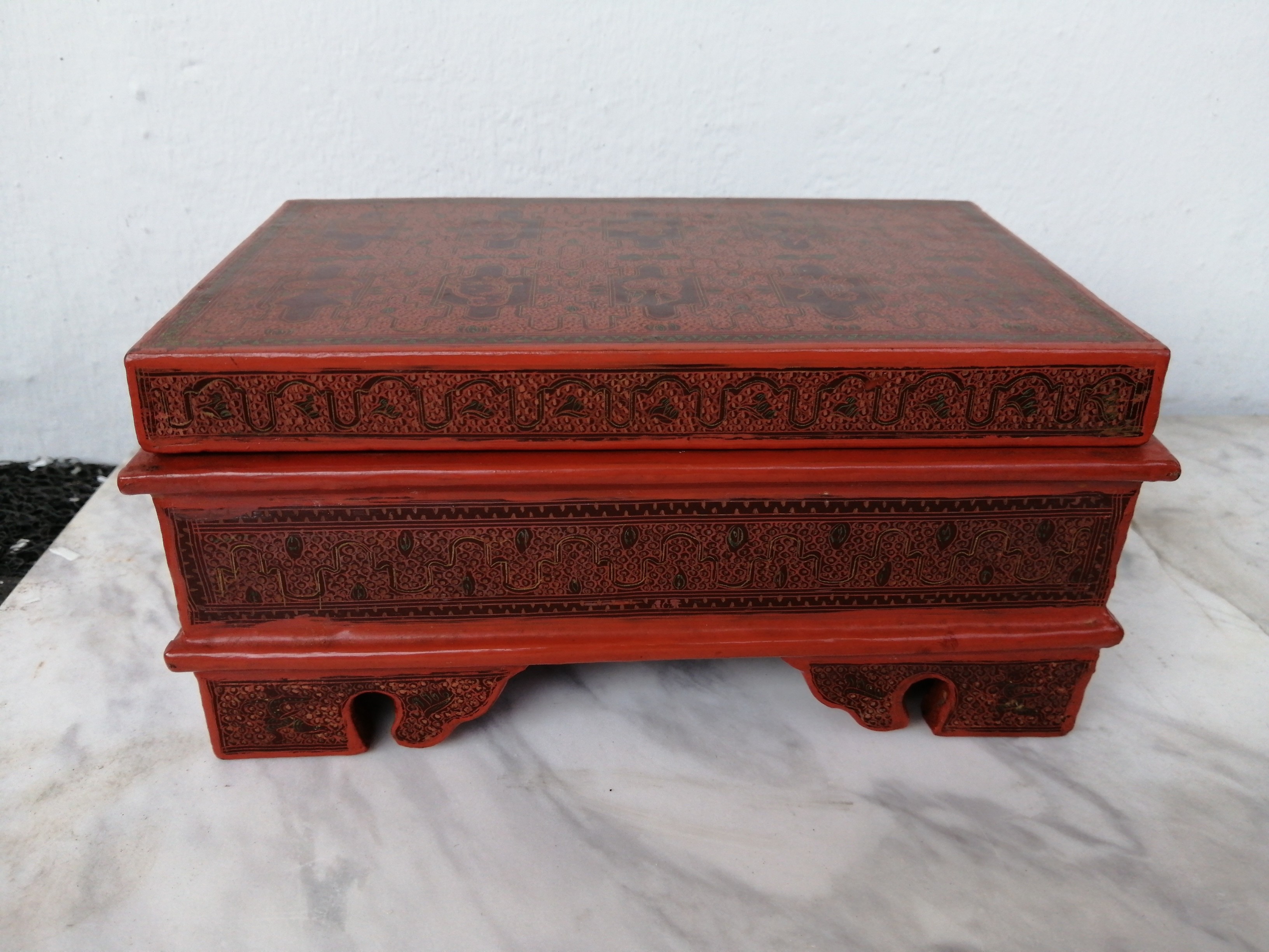 Orange lacquer box with lid from Thailand, Furniture & Home Living ...