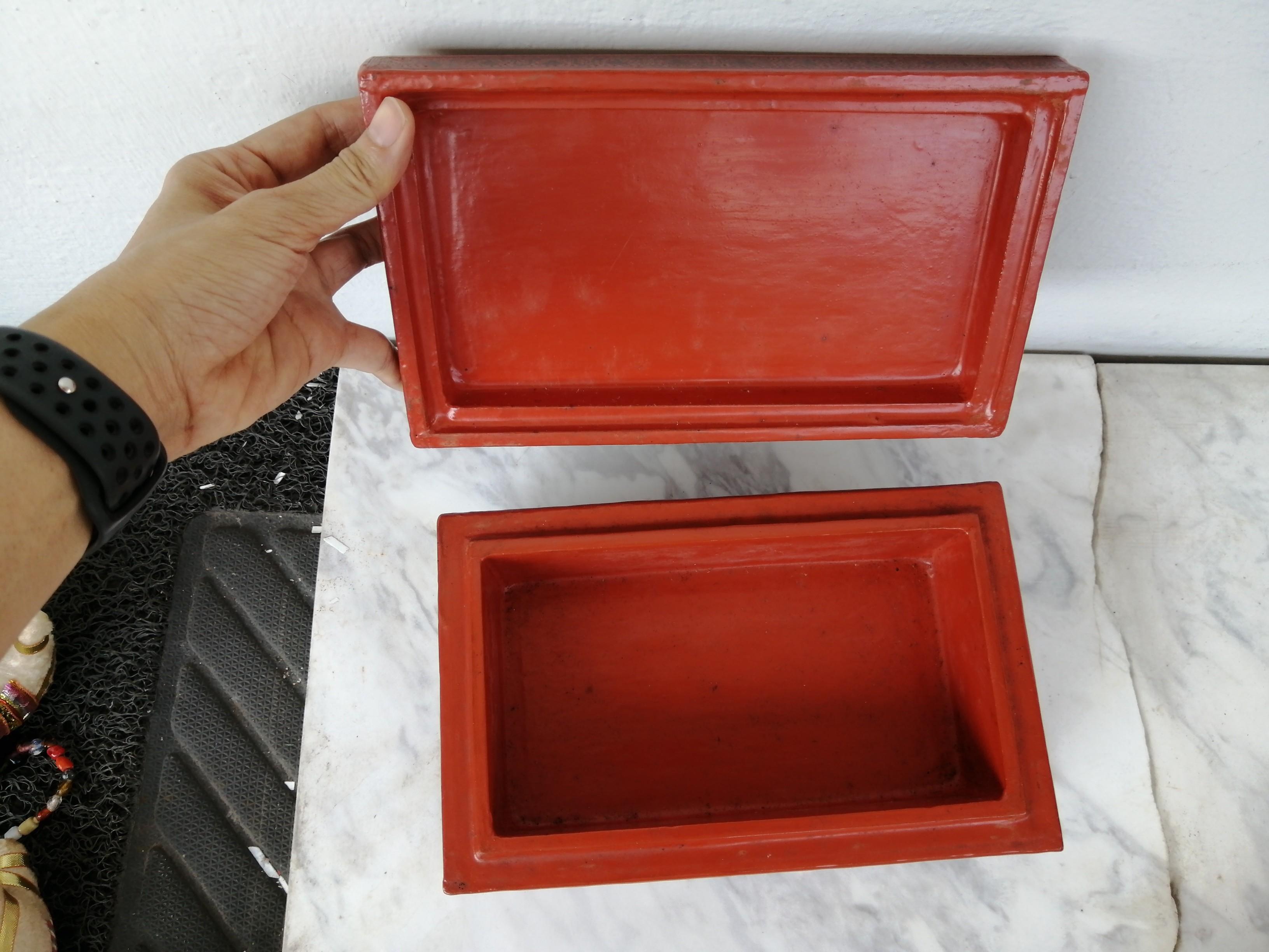 Orange lacquer box with lid from Thailand, Furniture & Home Living ...