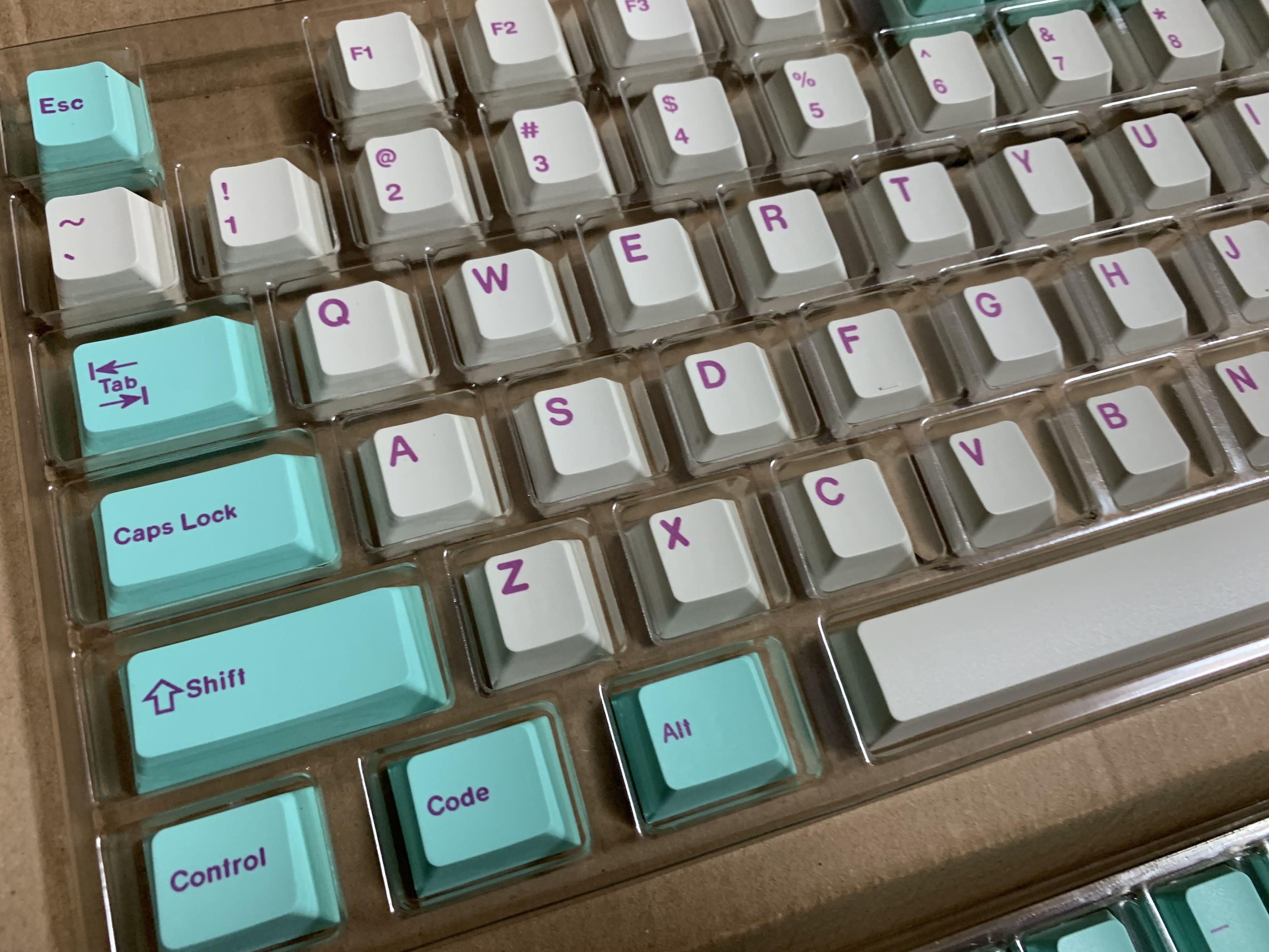 PBT Analog Dreams Keycaps ( neon / pink / yellow colourway ), Computers ...