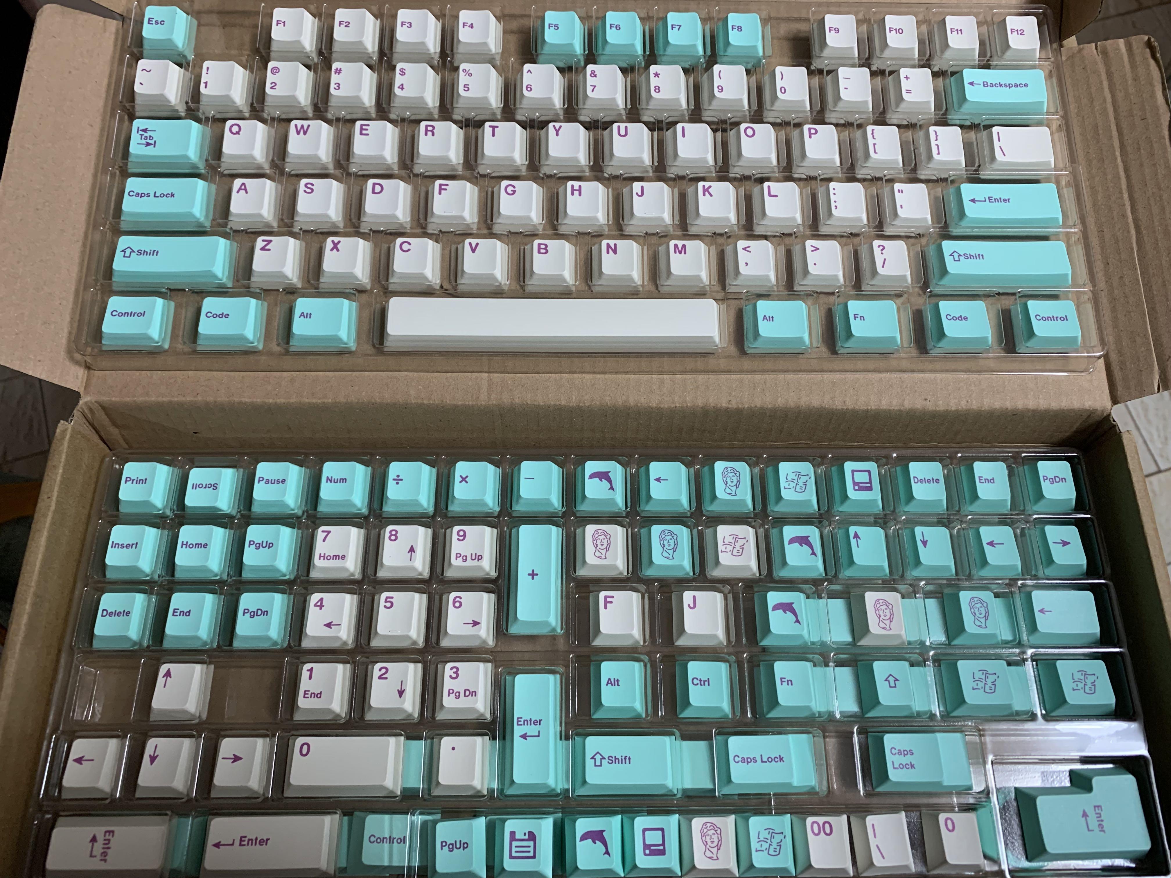 PBT Analog Dreams Keycaps ( neon / pink / yellow colourway ), Computers ...