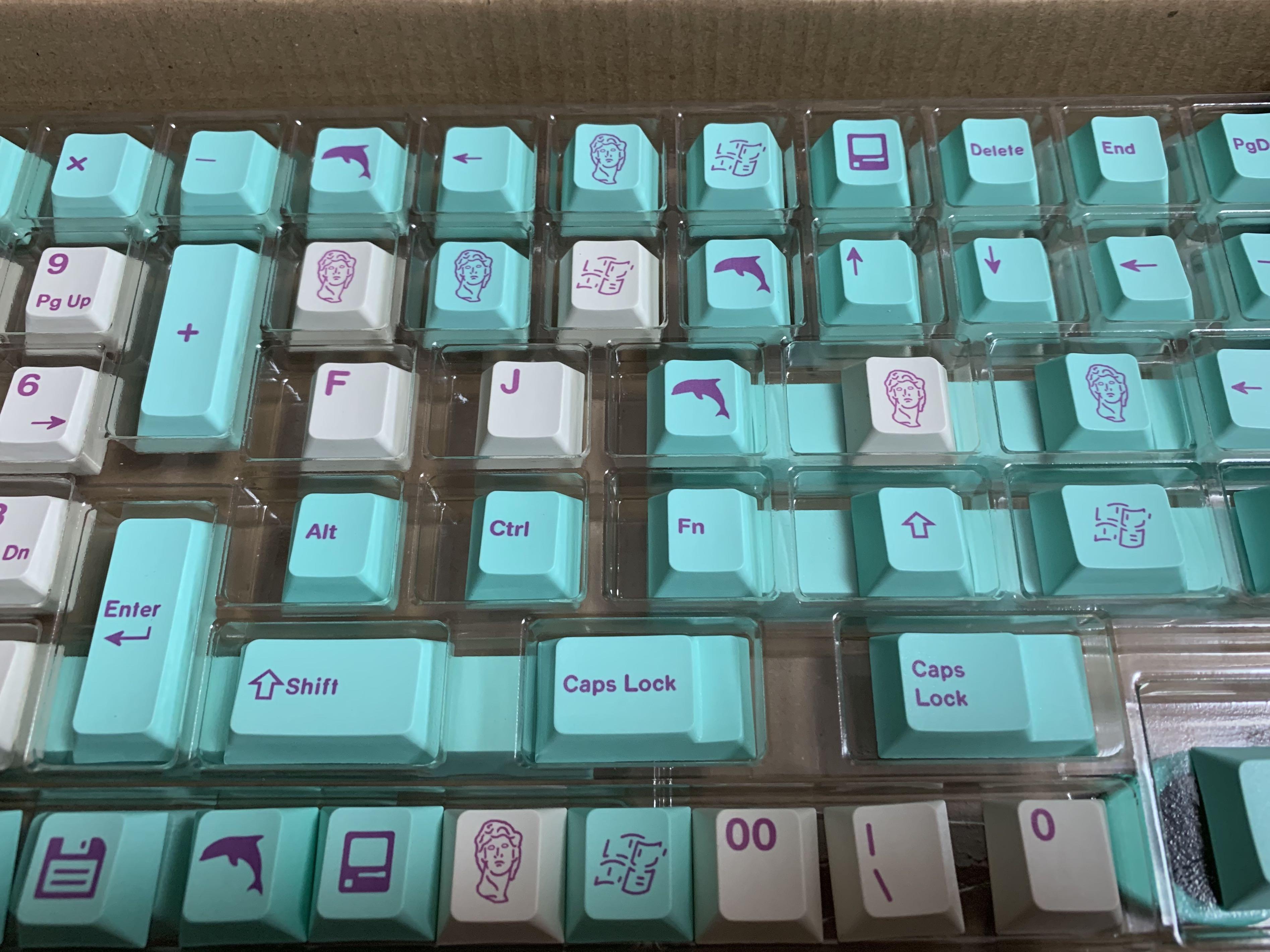 PBT Analog Dreams Keycaps ( neon / pink / yellow colourway ), Computers ...
