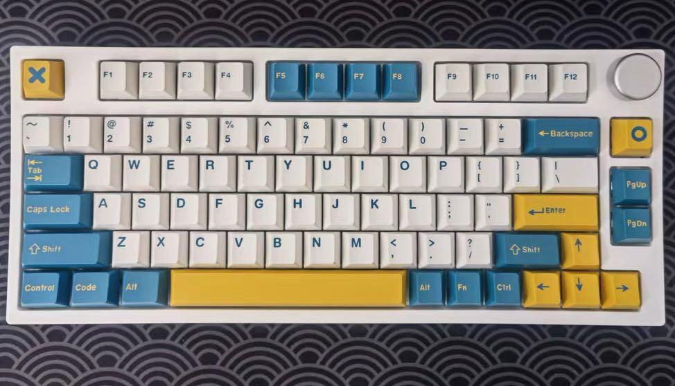 ABS Doubleshot Merlin keycaps ( white / blue / yellow colourway ...