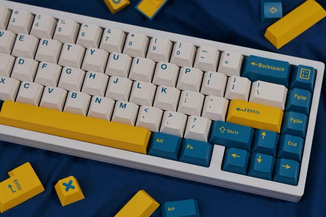 ABS Doubleshot Merlin keycaps ( white / blue / yellow colourway ...