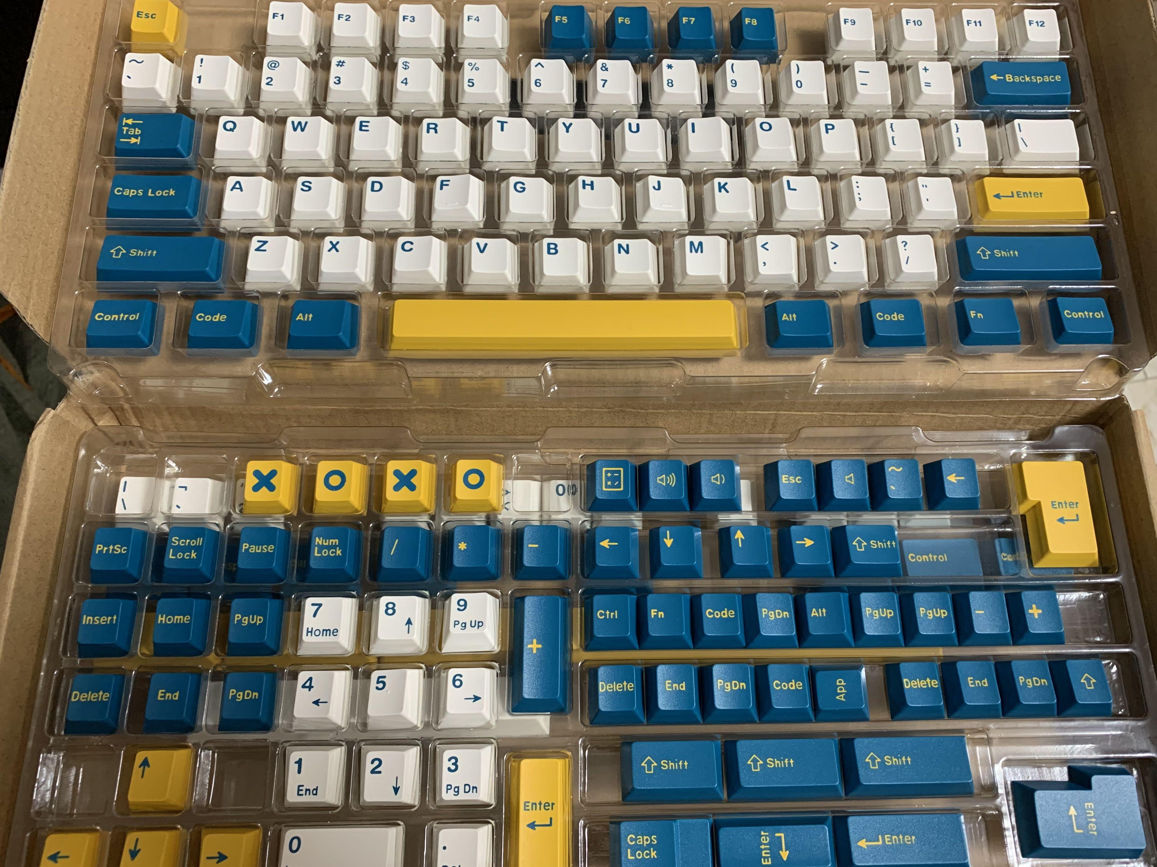 ABS Doubleshot Merlin keycaps ( white / blue / yellow colourway ...