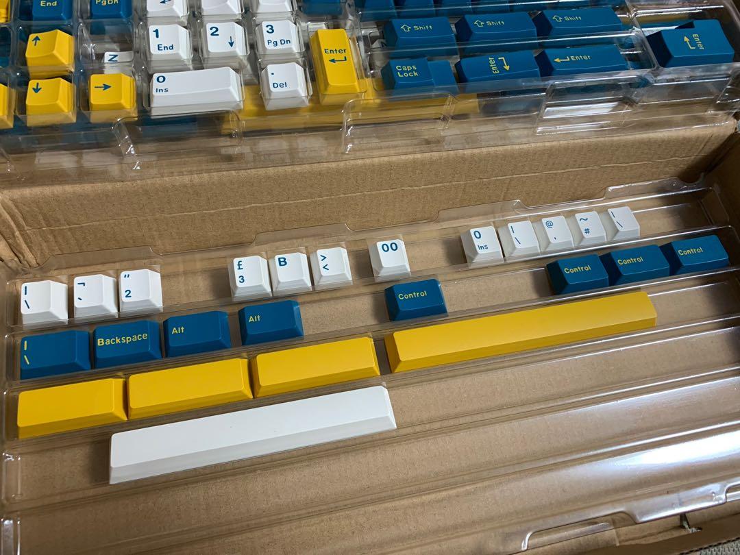 ABS Doubleshot Merlin keycaps ( white / blue / yellow colourway ...