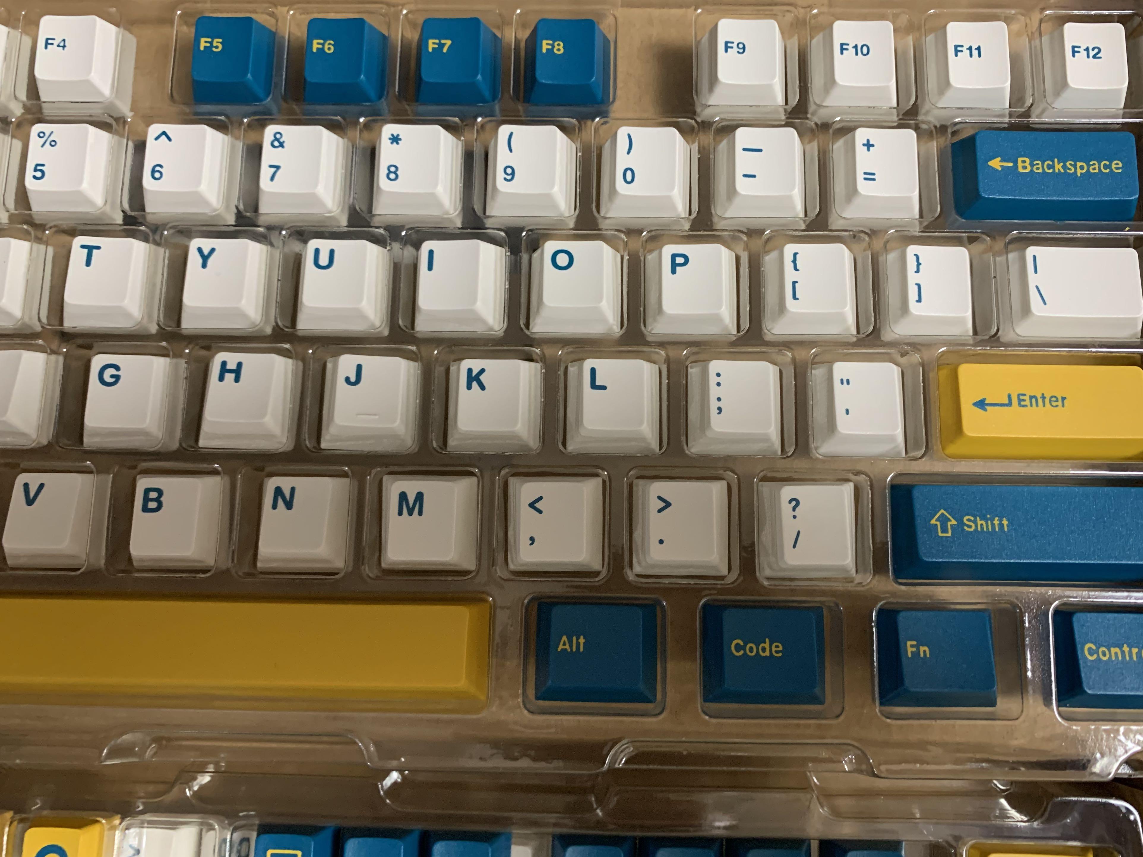 ABS Doubleshot Merlin keycaps ( white / blue / yellow colourway ...
