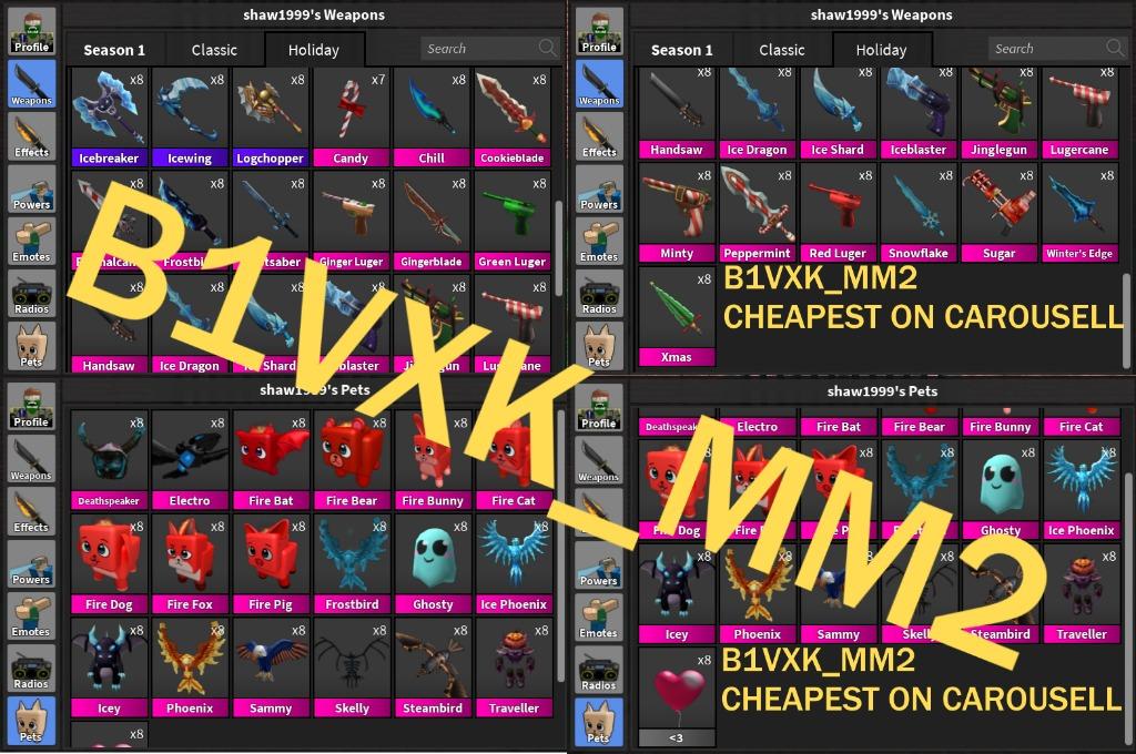 Roblox MM2 All Godlies Ancient Vintage Pets Cheapest Too, Video Gaming ...