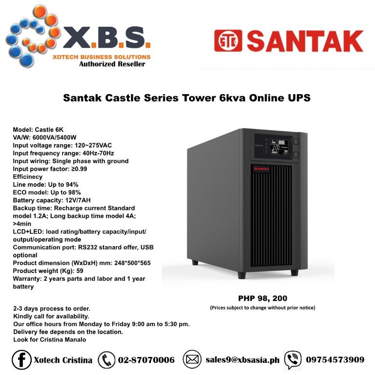 Santak Castle Series Tower 6kva Online UPS, Computers & Tech, Parts ...