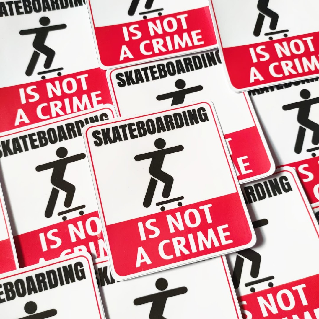 SKATEBOARDING IS NOT A CRIME vinyl sticker, Sports Equipment, Sports ...