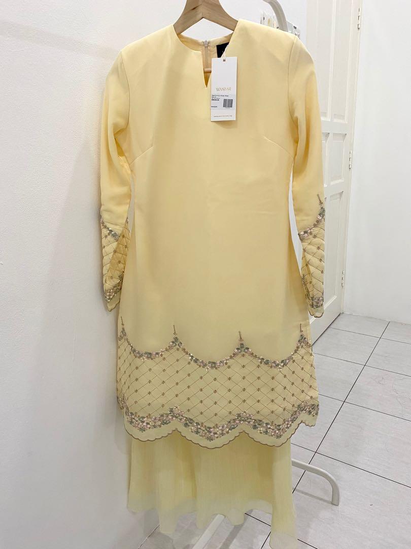 Wanzar Nara Kurung- Soft Yellow, Women's Fashion, Muslimah Fashion ...