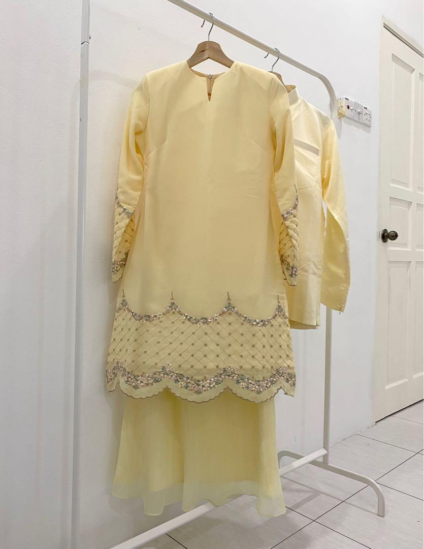 Wanzar Nara Kurung- Soft Yellow, Women's Fashion, Muslimah Fashion ...