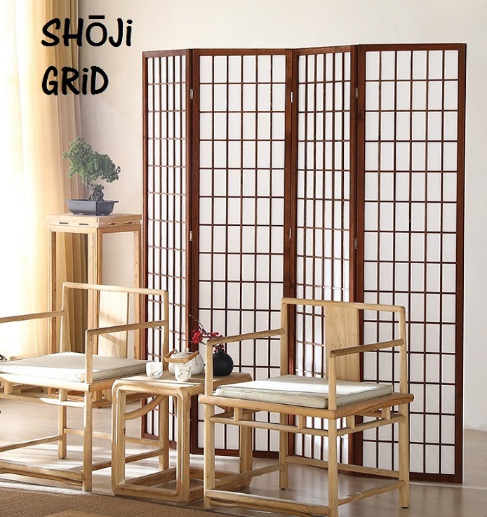 Zen Shōji Grid Partition Folding Screen Feng Shui Divider, Furniture ...