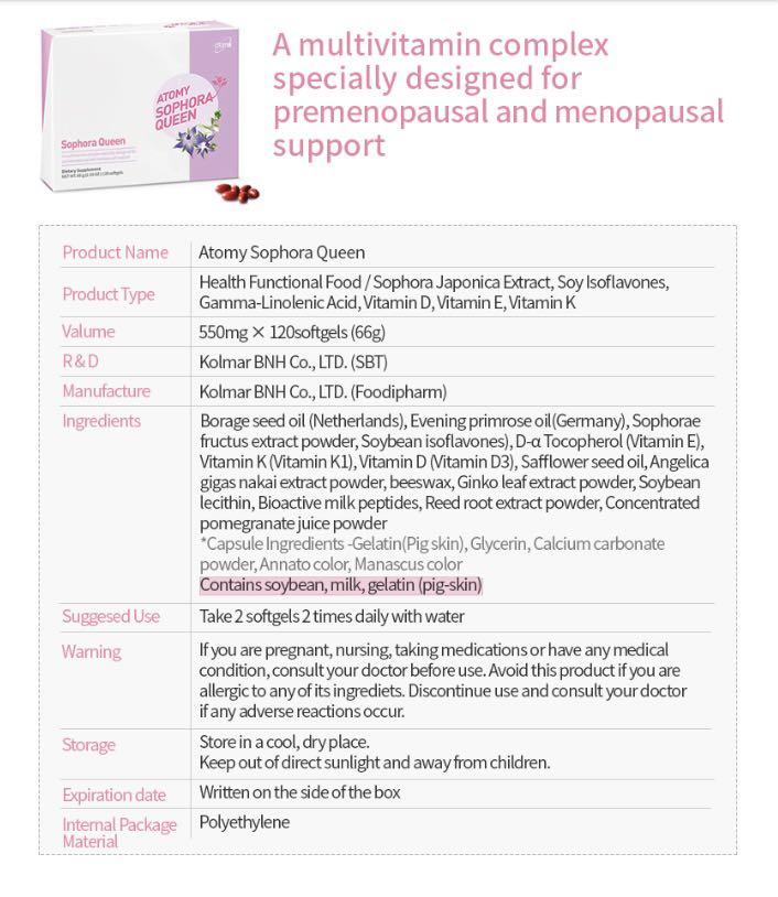 Atomy Sophora Queen, Health & Nutrition, Health Supplements, Vitamins ...